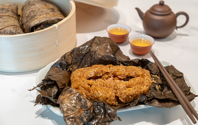 Hong Kong Dim Sum: Lotus Leaf Glutinous Rice & Braised Beancurd Roll ...